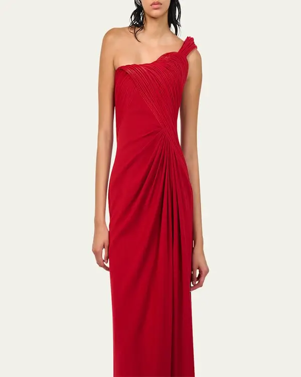 GAURAV GUPTA Erytheia Sculpted One-shoulder Gown - Red