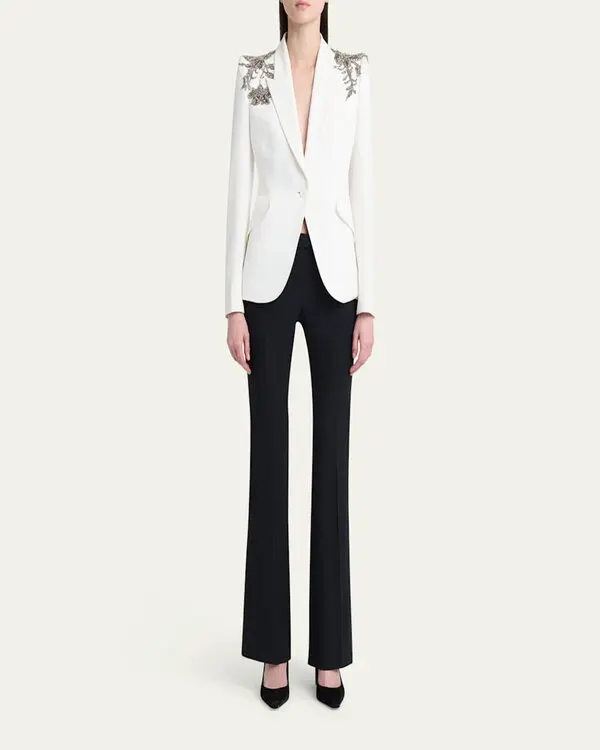 Alexander McQueen Crystal Embellished Single-breasted Blazer