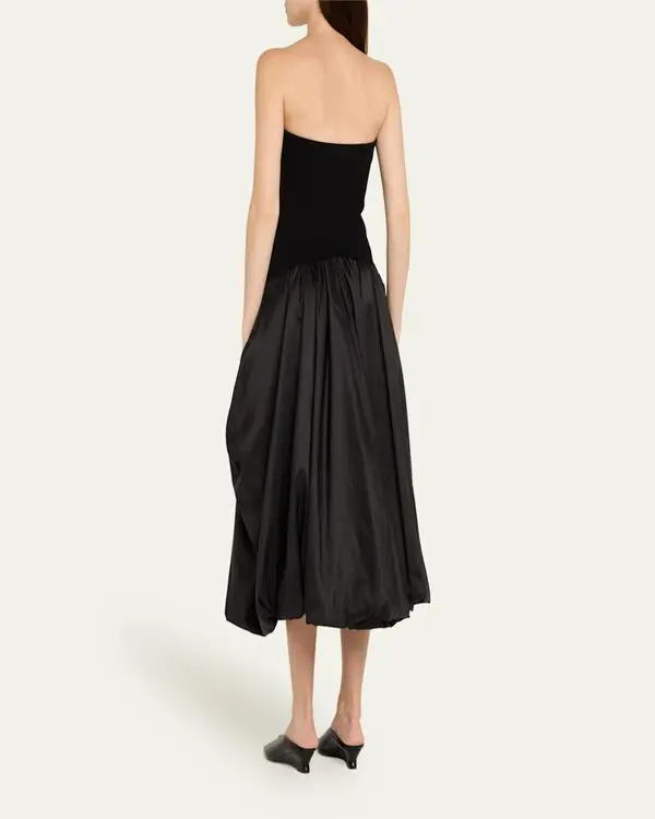 Simkhai Izzy Strapless Midi Bubble Dress - Black