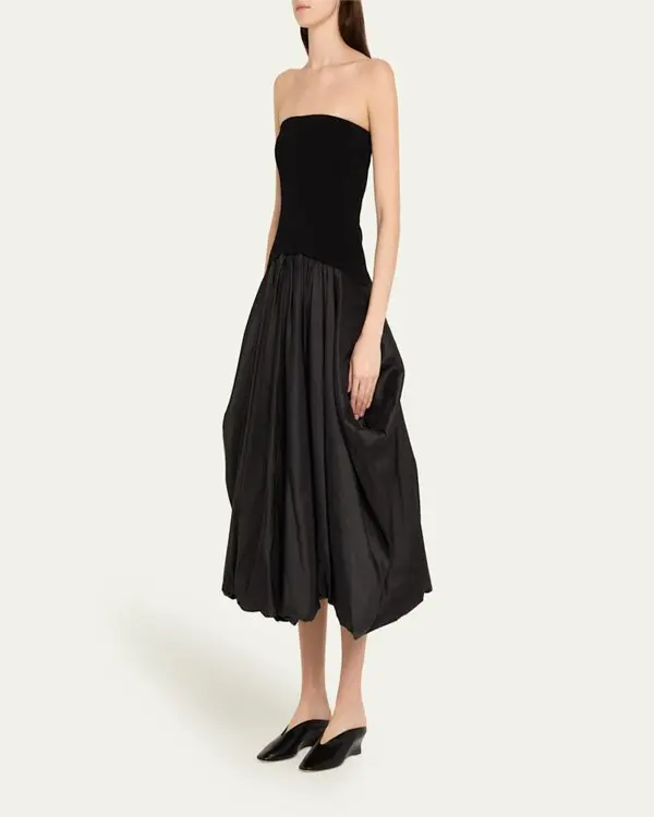 Simkhai Izzy Strapless Midi Bubble Dress - Black