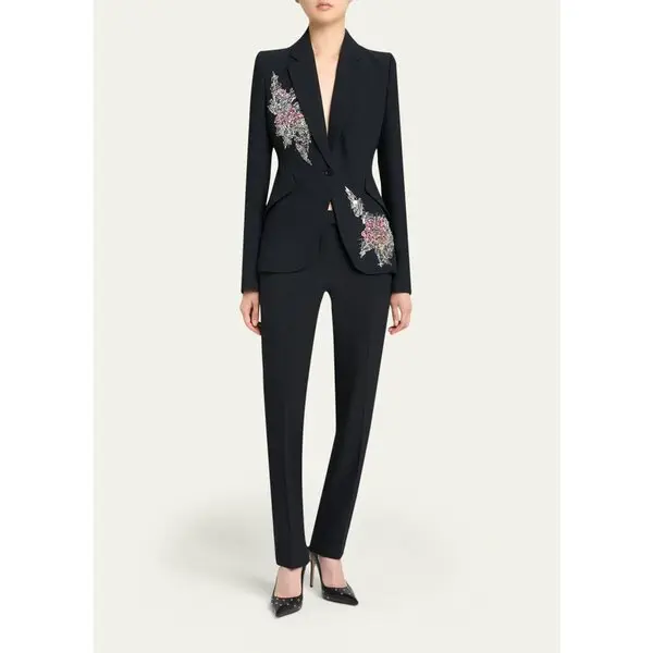 Alexander McQueen Crystal Embroidered Single-breasted Blazer