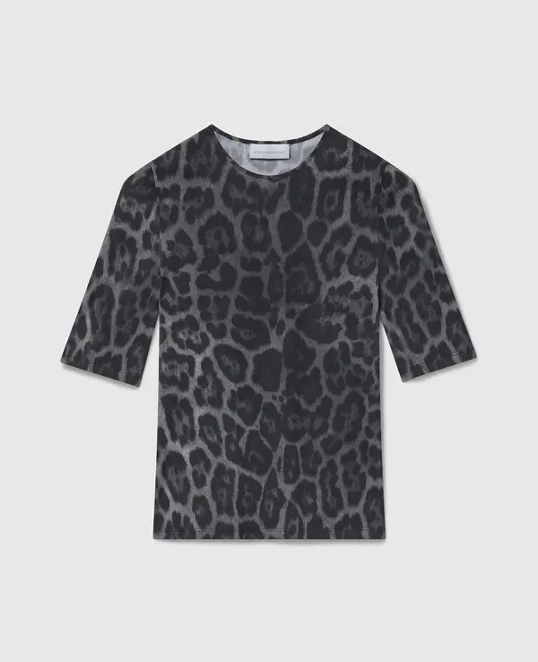 Stella McCartney Leopard-print Short-sleeve T-shirt - Ash Grey