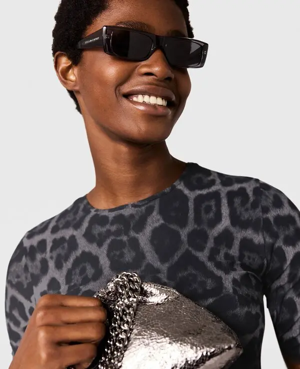Stella McCartney Leopard-print Short-sleeve T-shirt - Ash Grey