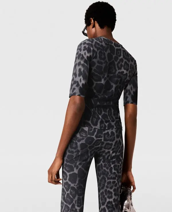 Stella McCartney Leopard-print Short-sleeve T-shirt - Ash Grey