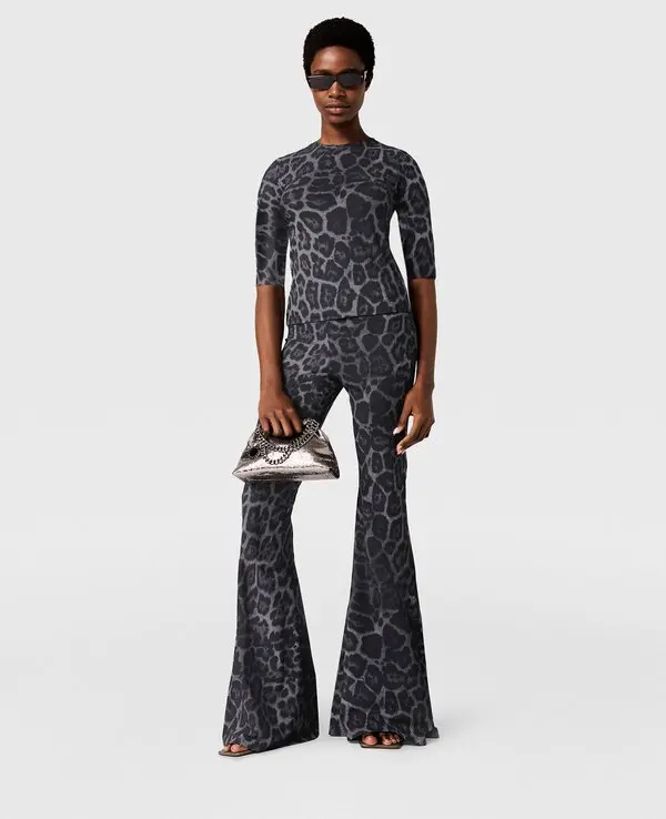 Stella McCartney Leopard-print Short-sleeve T-shirt - Ash Grey
