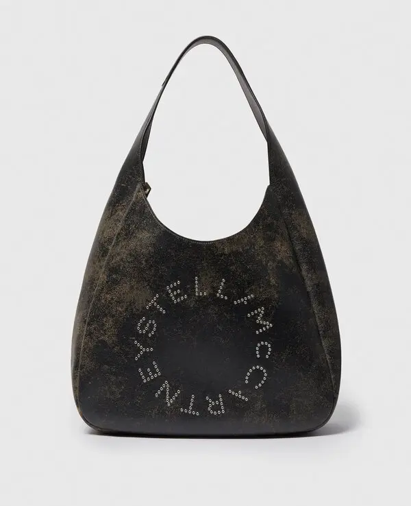 Stella McCartney Logo Slouchy Aged Large Hobo Bag - Mud
