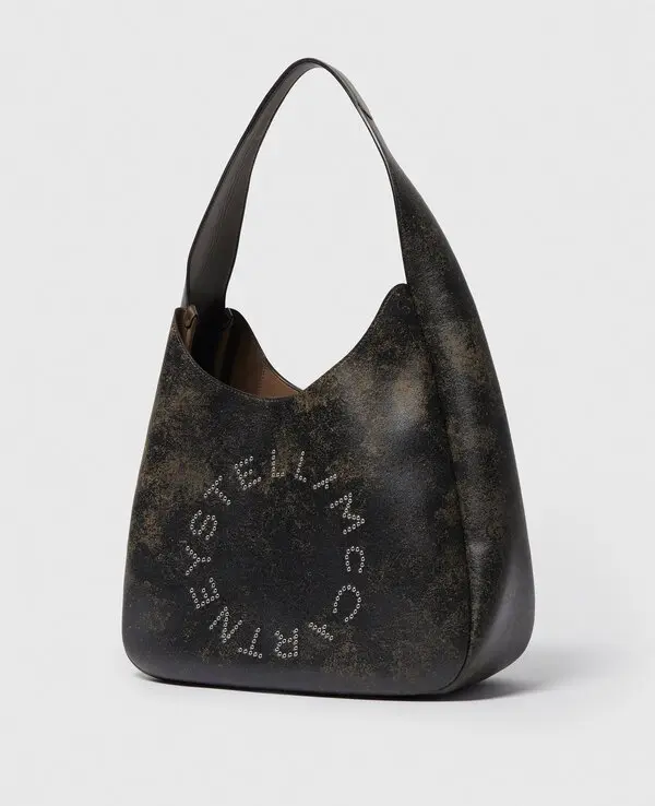 Stella McCartney Logo Slouchy Aged Large Hobo Bag - Mud