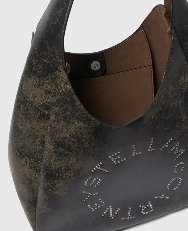 Stella McCartney Logo Slouchy Aged Large Hobo Bag - Mud