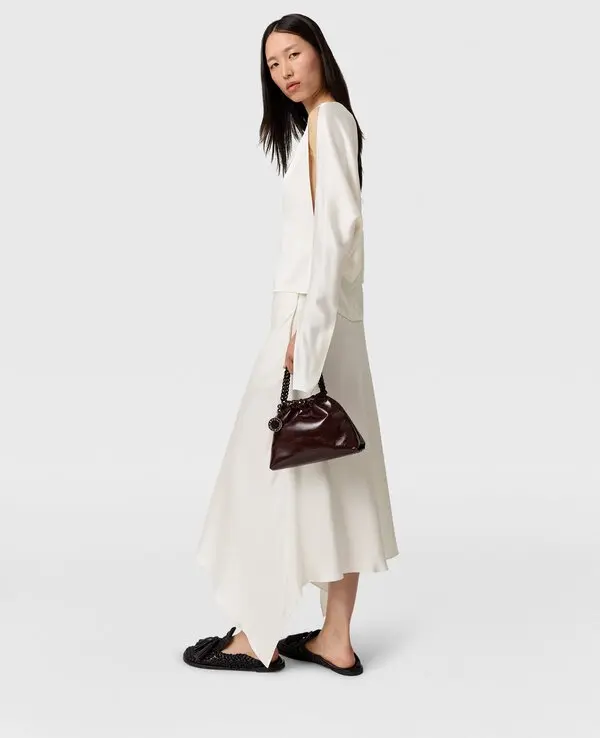 Stella McCartney Curved Hem Satin Midi Skirt