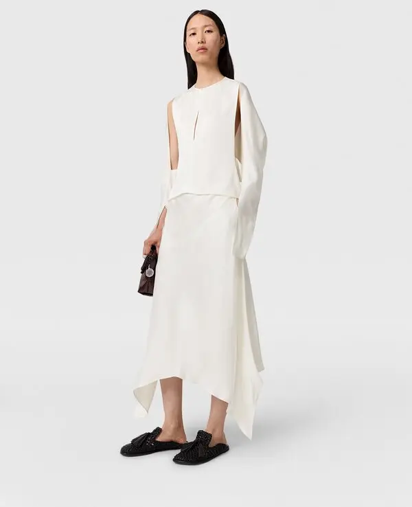 Stella McCartney Curved Hem Satin Midi Skirt