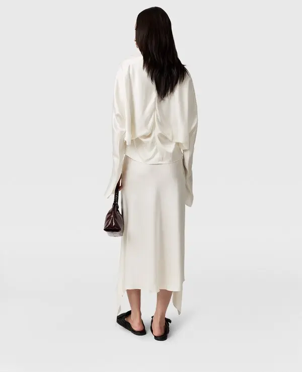 Stella McCartney Curved Hem Satin Midi Skirt