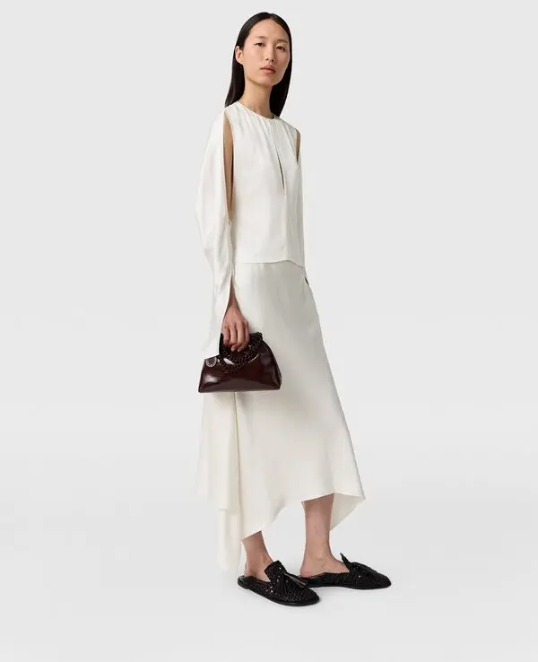 Stella McCartney Curved Hem Satin Midi Skirt
