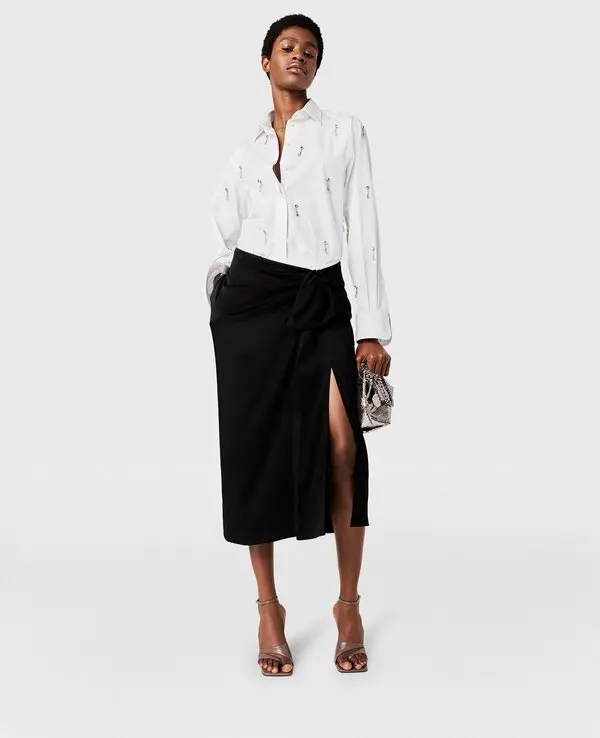 Stella McCartney Knotted Asymmetric Midi Skirt - Black