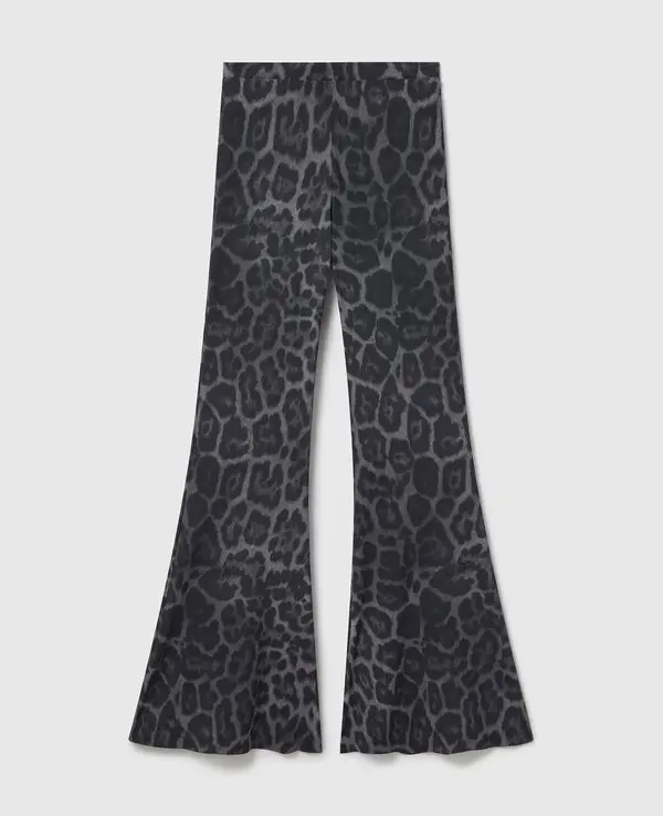 Stella McCartney Leopard-print Flared Pants - Ash Grey