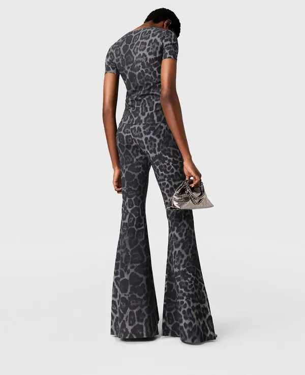 Stella McCartney Leopard-print Flared Pants - Ash Grey