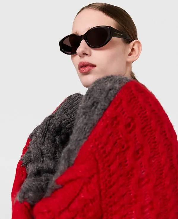 Stella McCartney Laced Sleeves Cableknit Turtleneck Sweater - Red/grey