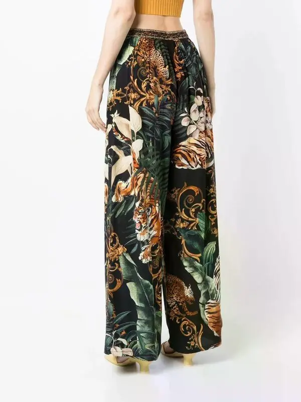 Camilla Mix-print Wide-leg Silk Trousers
