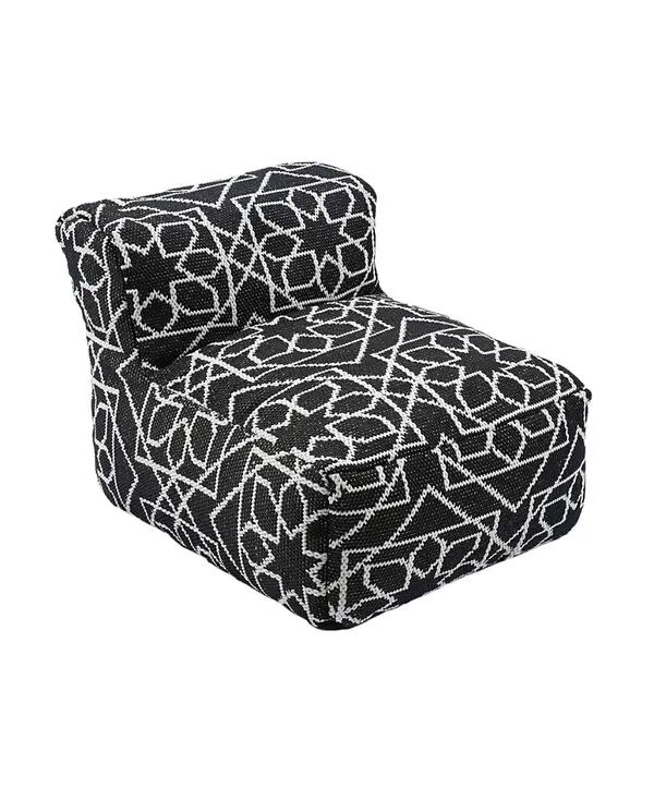 TOV FURNITURE Chiara Outdoor Accent Pouf - Black And White