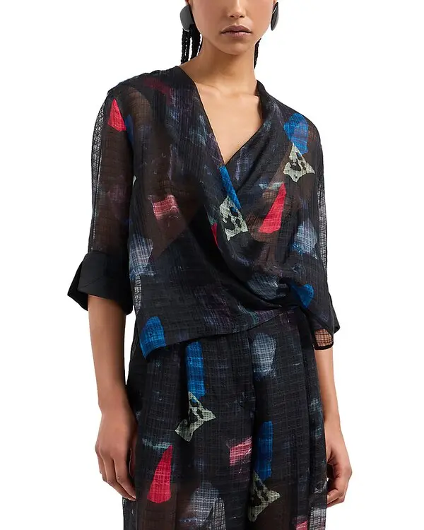 Emporio Armani Printed Silk-blend Top