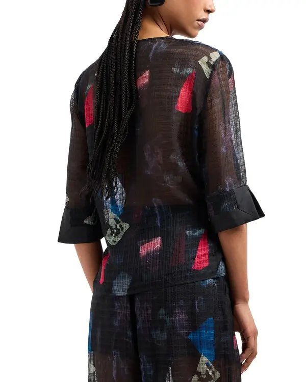 Emporio Armani Printed Silk-blend Top