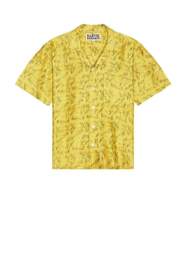 KARTIK RESEARCH Camp Shirt In Yellow - Sunflower & Green