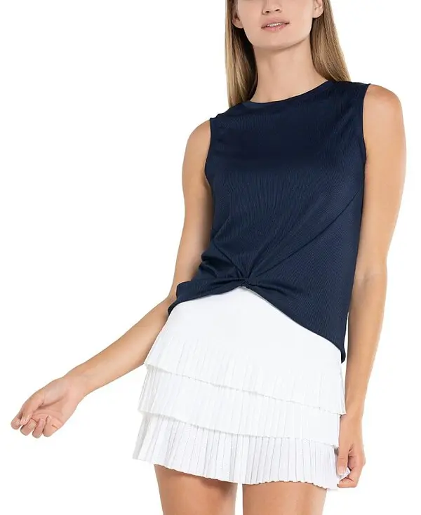 Lucky In Love Twist Front Tank - Navy
