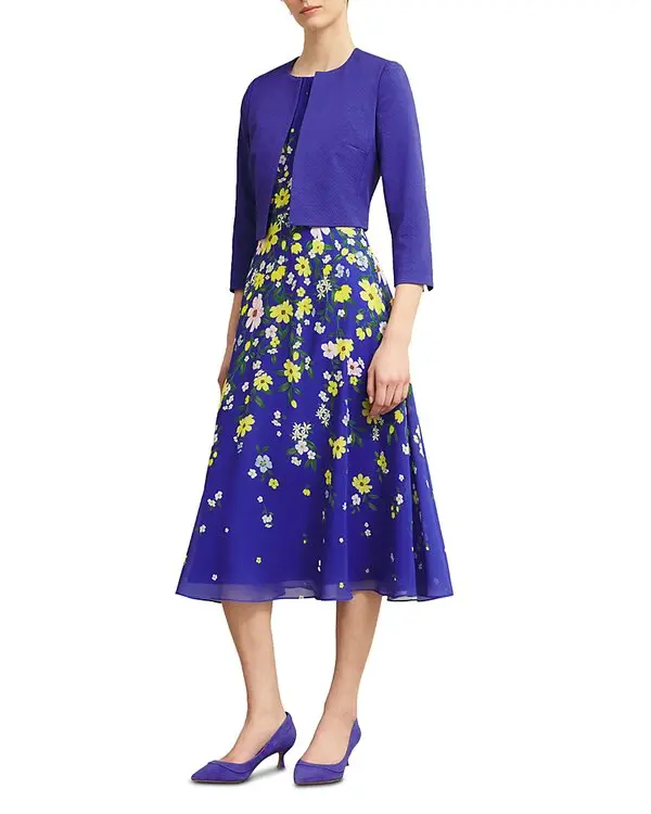 HOBBS LONDON Elize Tweed Jacket - Allium Blu