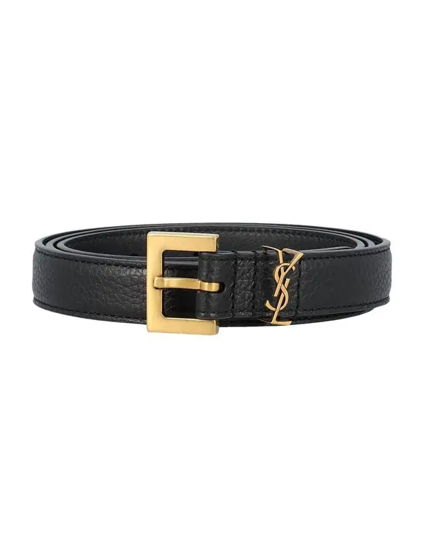 Saint Laurent Cassandre Thin Belt - Black