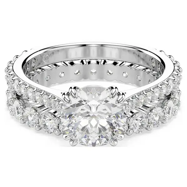 SWAROVSKI Stilla Ring With Large Solitaire Zirconia And Pavé Band - White