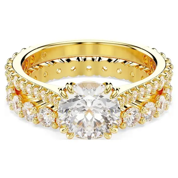 SWAROVSKI Stilla Ring With Large Solitaire Zirconia And Pavé Band - White