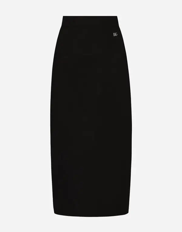 Dolce & Gabbana Stretch Viscose Knit Pencil Skirt With Dg Logo - Black
