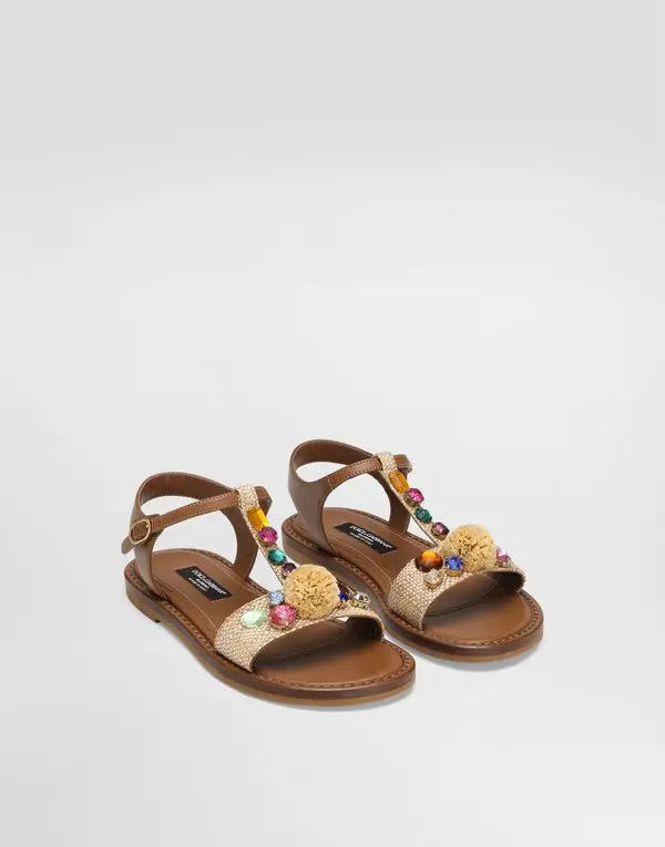 Dolce & Gabbana Raffia And Nappa Sandal