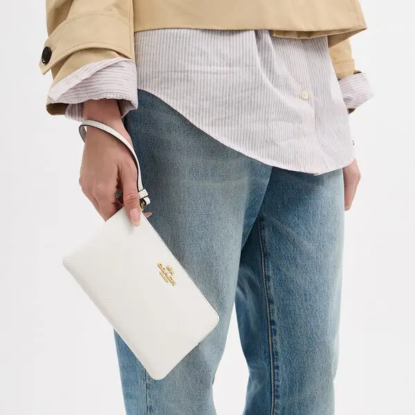 COACH OUTLET Coach® Large Corner Zip Wristlet - Gold/chalk