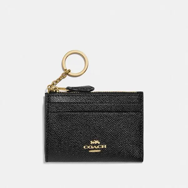 COACH® Mini Skinny Id Case - Crossgrain Leather/gold/black