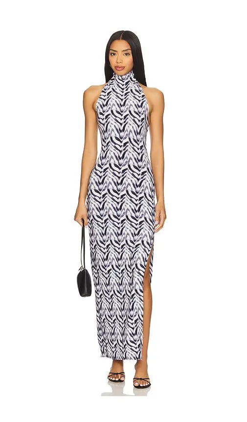Norma Kamali Halter Turtle Side Slit Gown