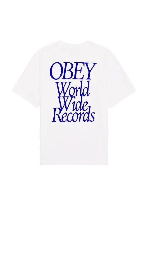 Obey Worldwide Records Tee In White - Vintage White