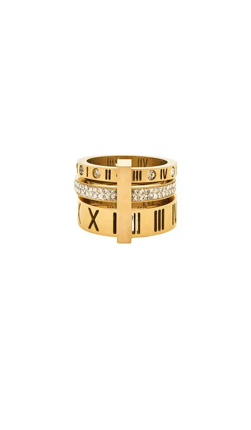 MAZIN JEWELS Roman Numeral Stacked Rings - Gold