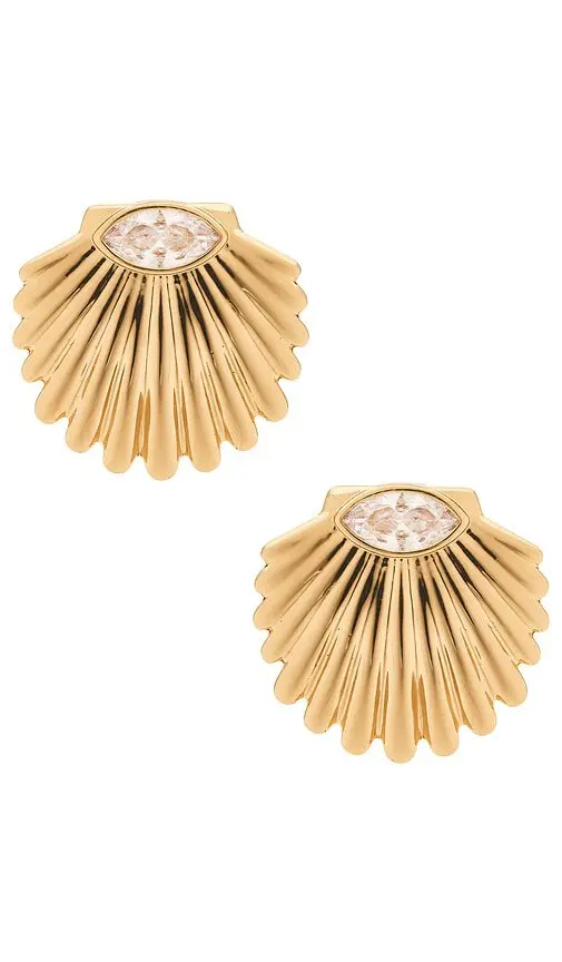 Ettika Sea Life Crystal Shell Earrings - Gold