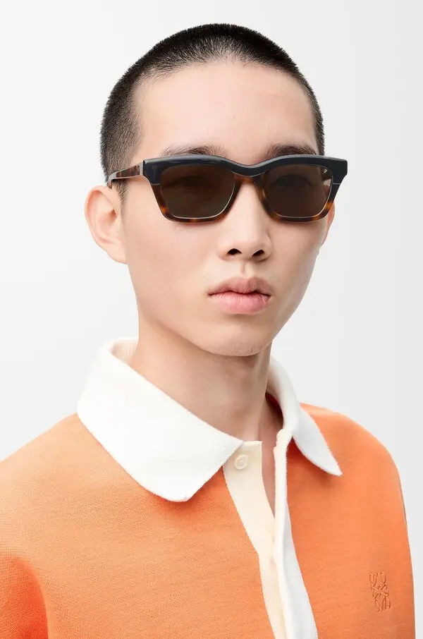 Loewe Sigma Slim Rectangle Sunglasses - Havana Special