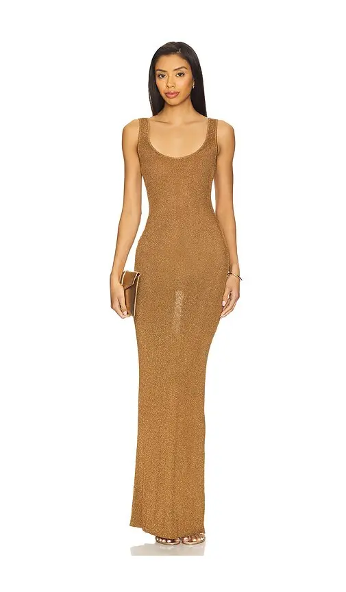 LOVERS AND FRIENDS Metallic Maxi Dress - Bronze