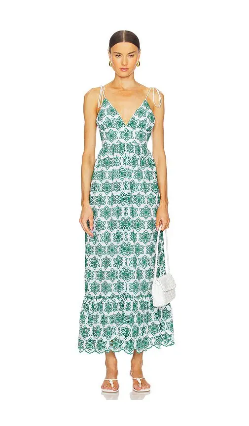 chinese dress ladies On My Side Hunter Green Floral Embroidered Eyelet Maxi Dress
