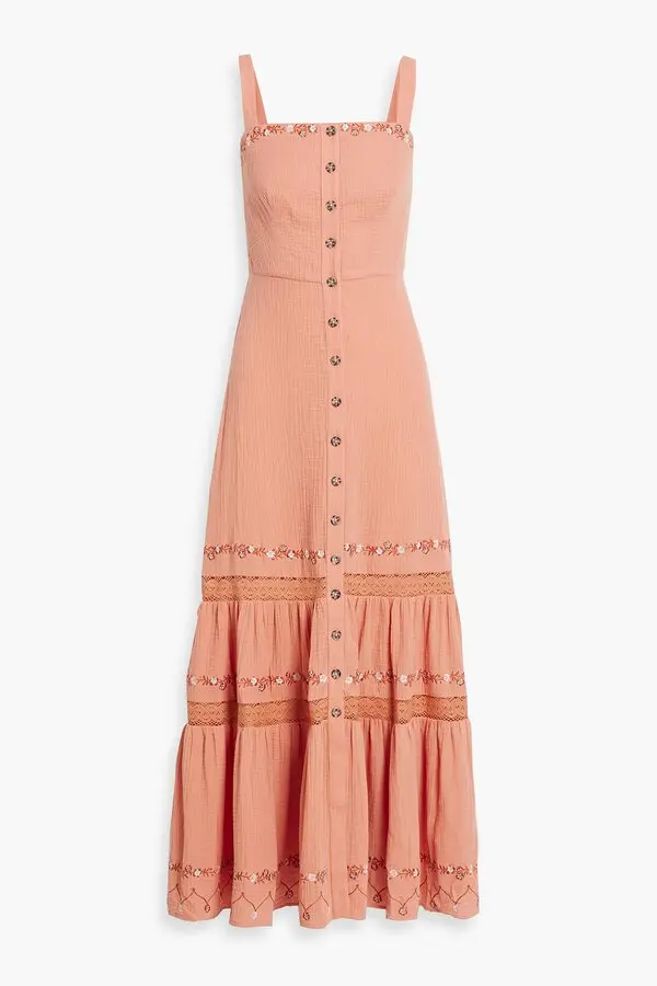 sachin and babi light blue dress Imola Lace Cocktail Dress With Embroidered Yoke