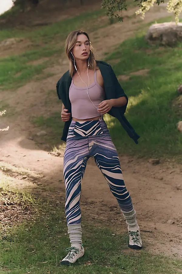 Free People Never Better 7/8 Length Printed Leggings - Explore The Wild Navy