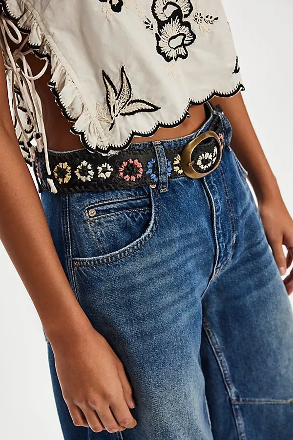 Free People Indigo Dreaming Raffia Belt - Coastal