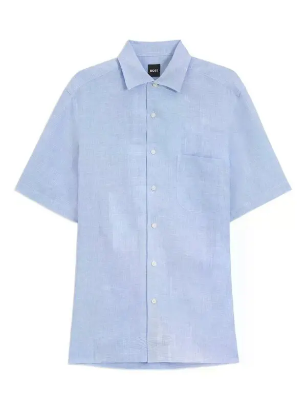 BOSS X David Beckham Short-sleeve Button-up Shirt - Blue