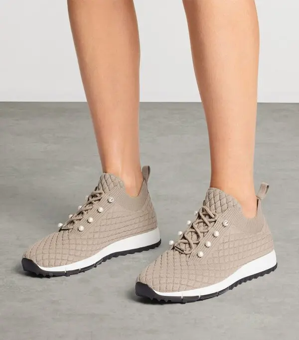 JIMMY CHOO Veles Knitted Sneakers - Beige