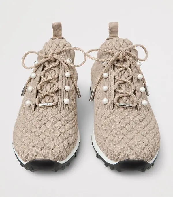 JIMMY CHOO Veles Knitted Sneakers - Beige