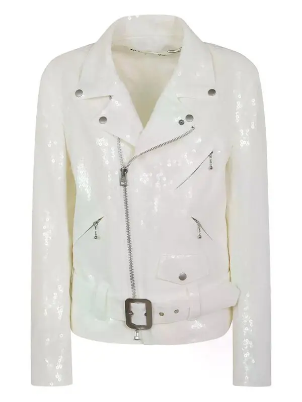 Junya Watanabe Sequinned Biker Jacket - White