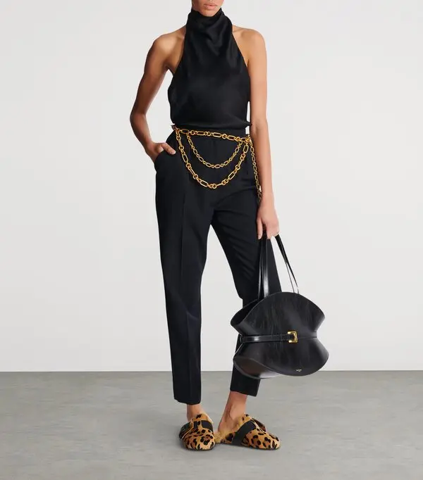 Balmain Silk Crepe Halterneck Top - Black