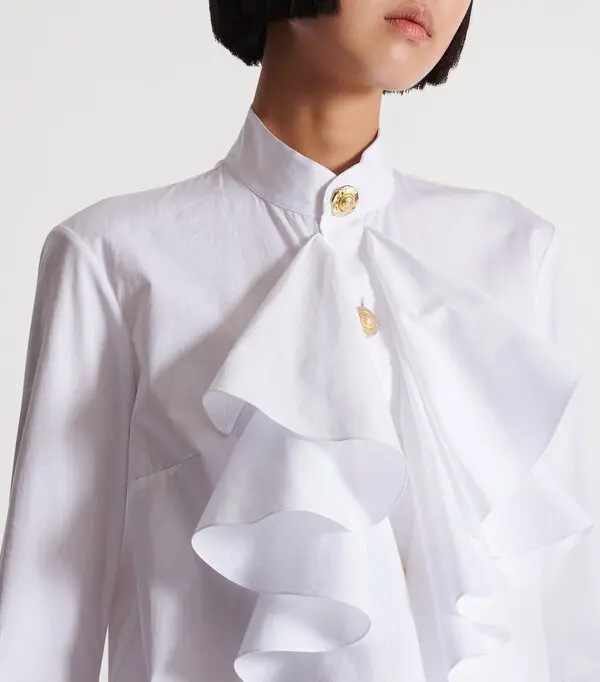 Balmain Cotton Poplin Ruffled Shirt